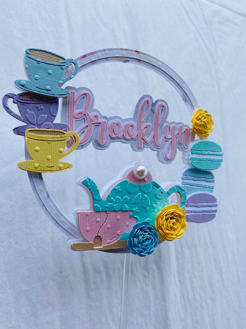 Tea Party Theme Cake Topper - Etsy