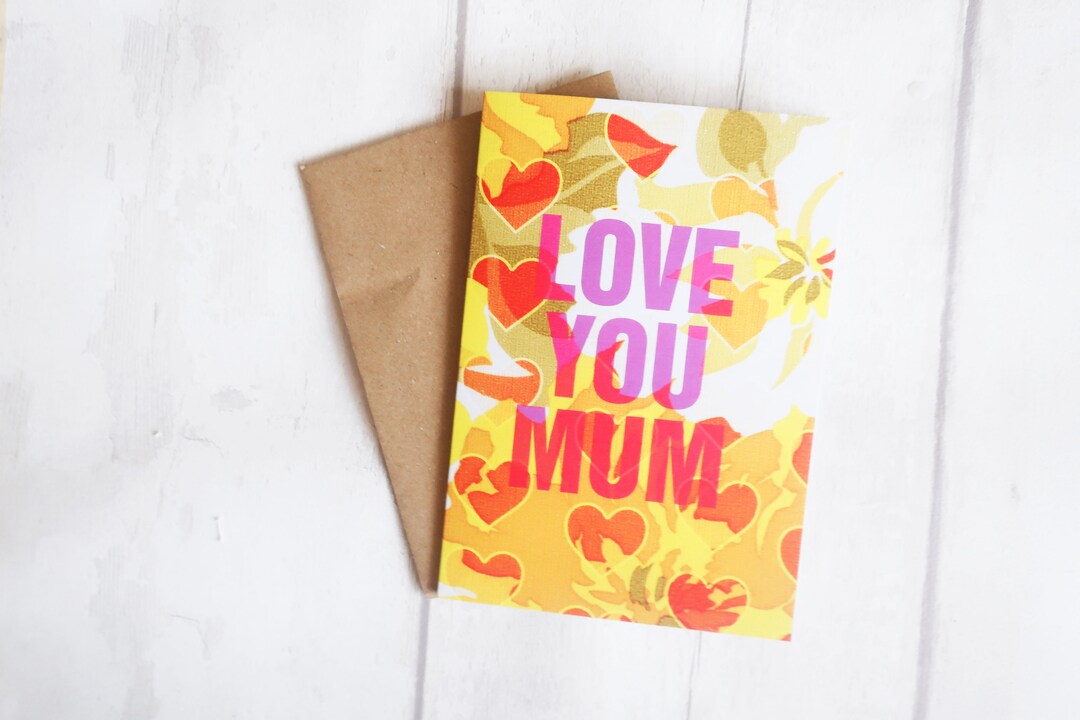 Carte Je t'aime maman : carte florale de joyeux anniversaire - Etsy France
