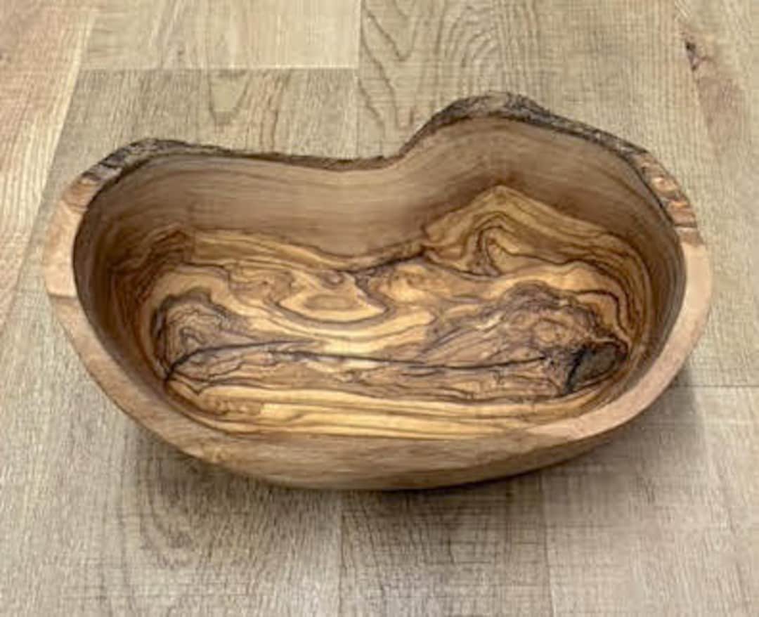 Rustic Olive Wood Bowl, Olive Wood Long Oval Bowl, Serving Bowl, Fruit ...