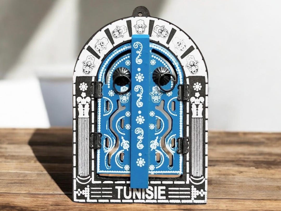 Tunisian Door Mirror: Sidi Bou Said Decor, Hamsa Motif, 19cm - Etsy