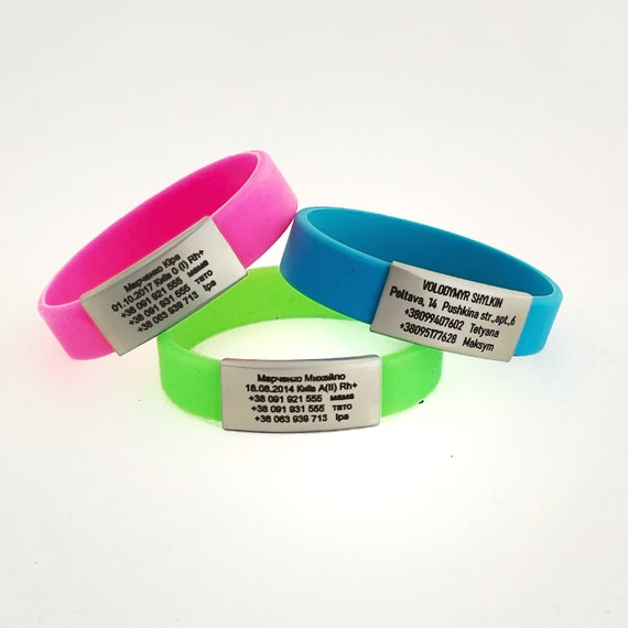 Personalized Engraved ID Bracelet Wristband for Adult - Etsy