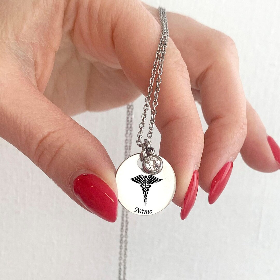 Medical Alert Necklace Personalized, With With Cubic Zirconia, Id ...