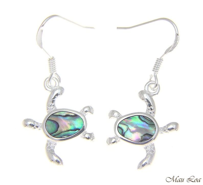 925 Sterling Silver Hawaiian Honu Sea Turtle Abalone Shell Paua Hook ...