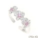 925 Sterling Silver Hawaiian Triple Plumeria Flower Pink CZ Open Toe ...