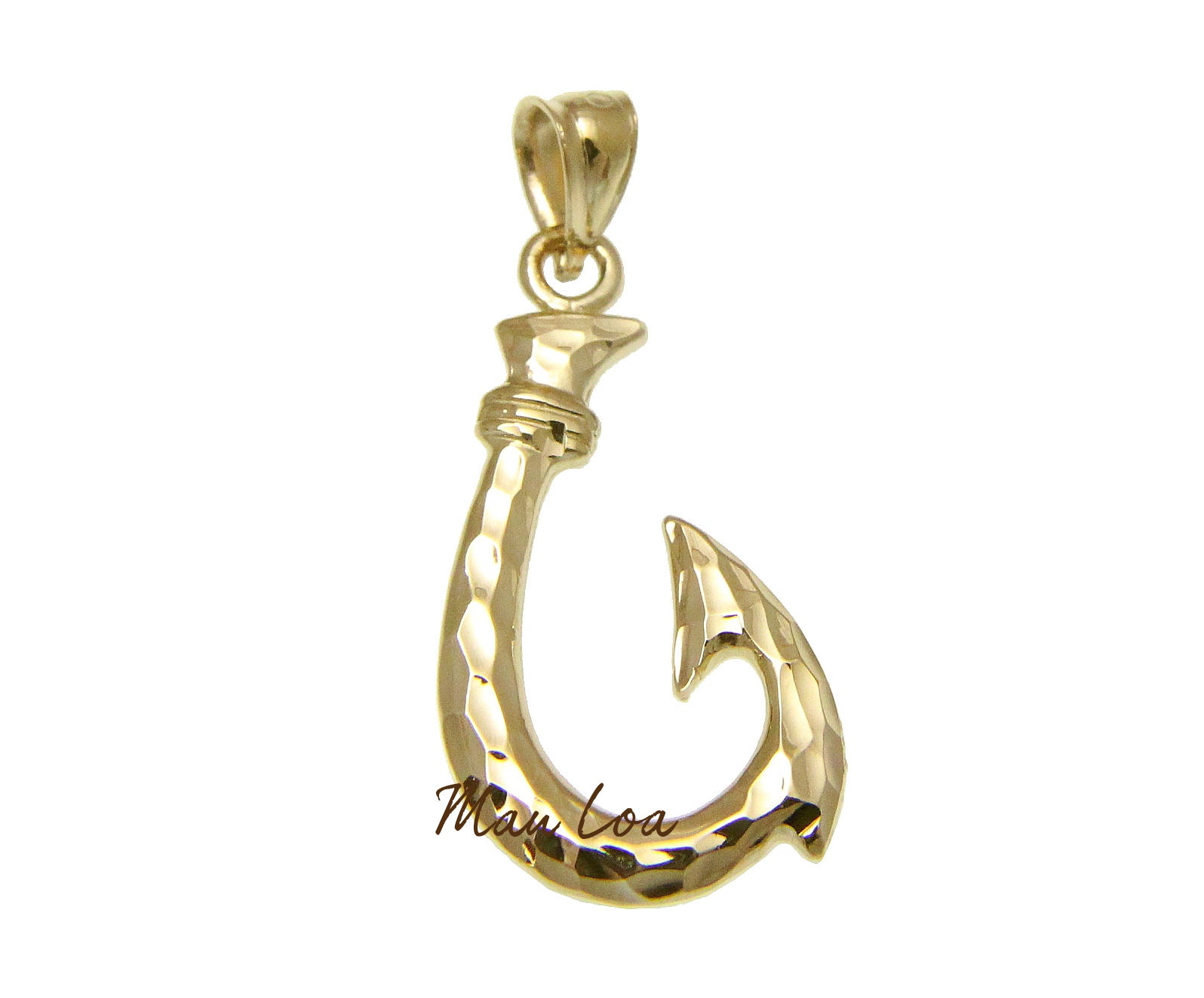 14K Yellow Gold 2 Sided Smooth Diamond Cut Fish Hook Hawaiian - Etsy