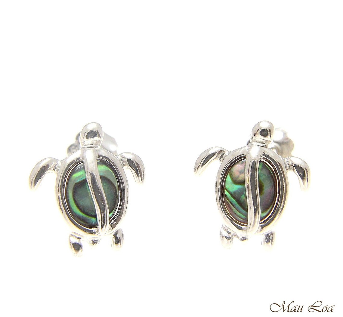 925 Sterling Silver Hawaiian Honu Sea Turtle Abalone Shell Paua Post ...