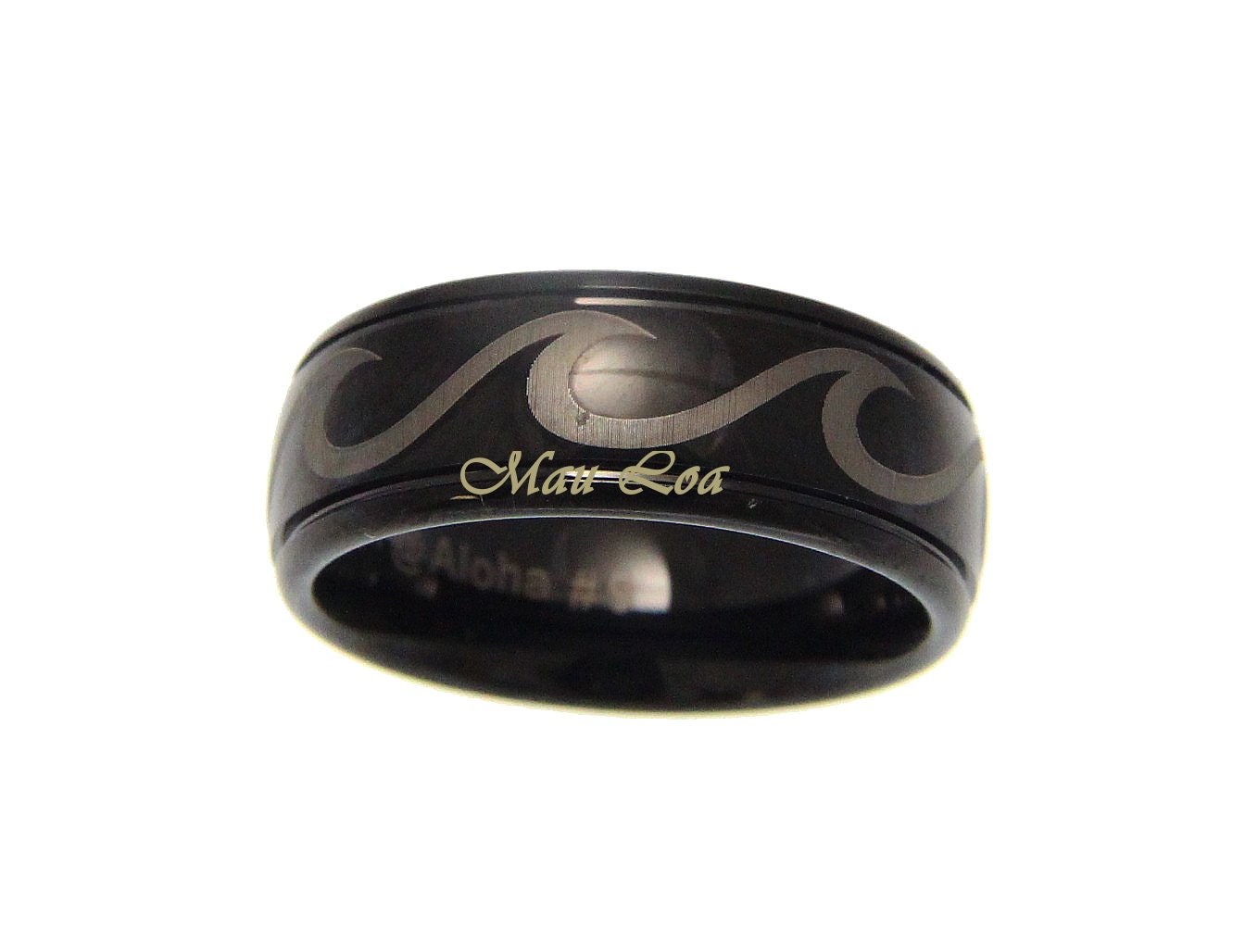 Tungsten Black 8mm Hawaiian Ocean Wave Ring Comfort Fit Size 5-14 - Etsy