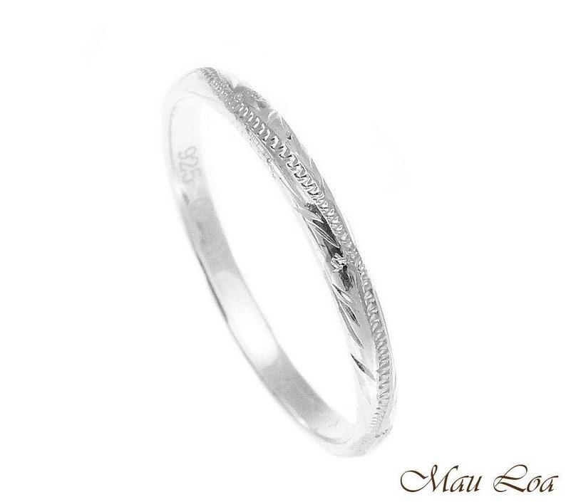 925 Sterling Silver 2mm Hawaiian Scroll Hand Engraved Ring - Etsy