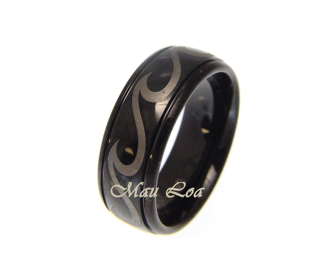 Tungsten Black 8mm Hawaiian Ocean Wave Ring Comfort Fit Size 5-14 - Etsy
