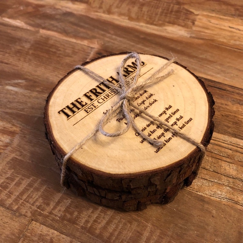 Personalised Rustic Wood Coasters Wood Slice Coaster Beer - Etsy UK
