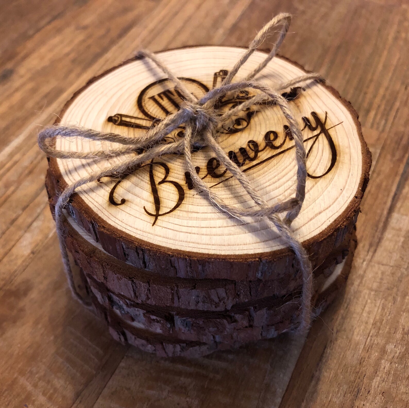 Personalised Rustic Wood Coasters Wood Slice Coaster Beer - Etsy UK