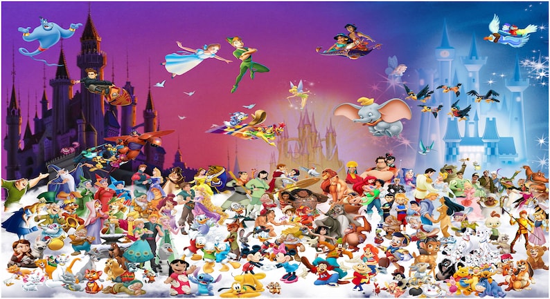 Disney All Characters Colourful Classic Children Cartoon | Etsy
