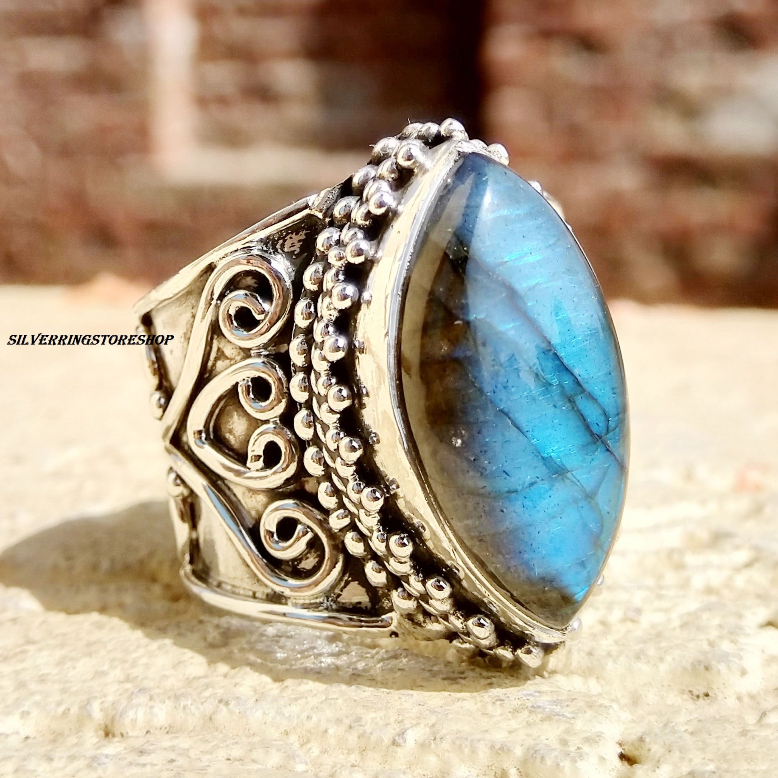 Labradorite Ring, 925 Sterling Silver Ring, Band Ring, Handmade Ring ...