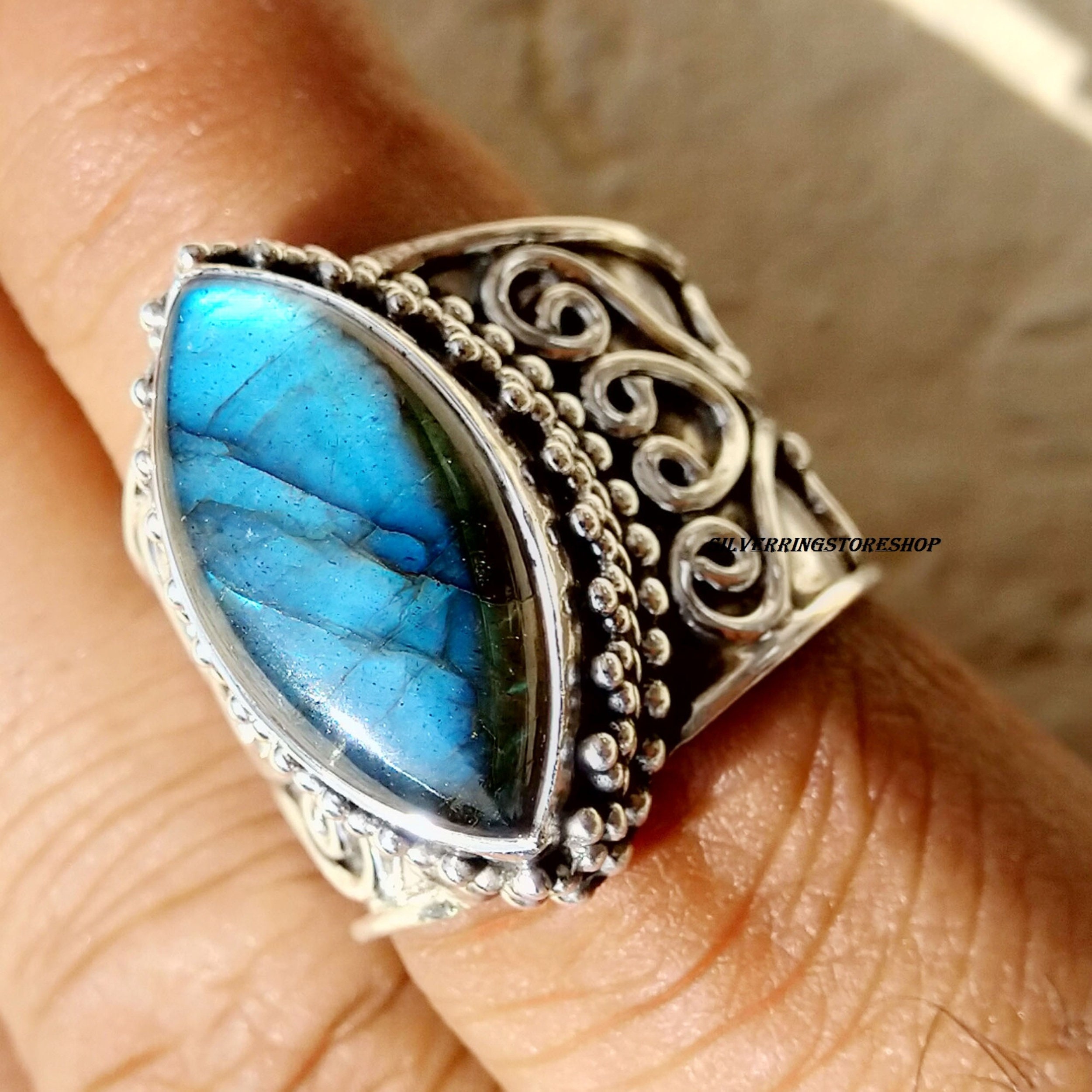 Labradorite Ring 925 Sterling Silver Ring Band Ring | Etsy