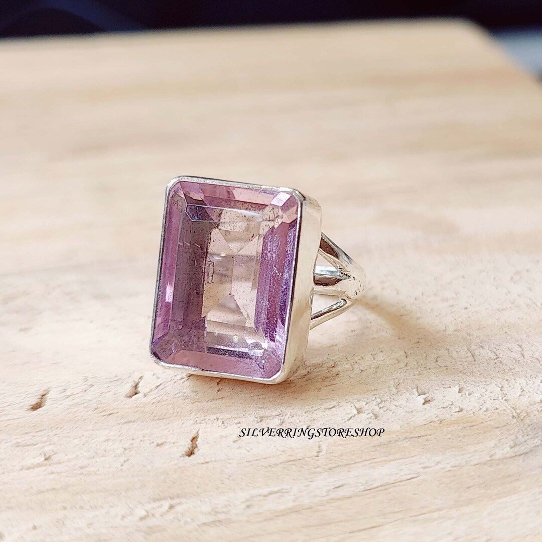 Rose Quartz Stone Ring, 925 Silver Ring, Statement Ring, Handmade Ring ...