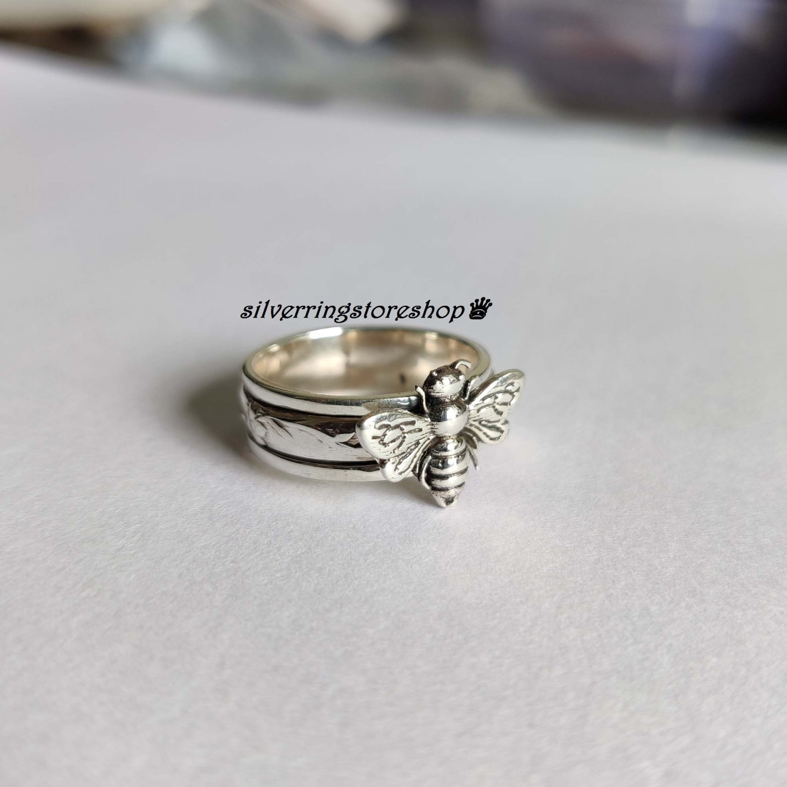 Bee Spinner Ring 925 Sterling Silver Ring Statement Ring - Etsy