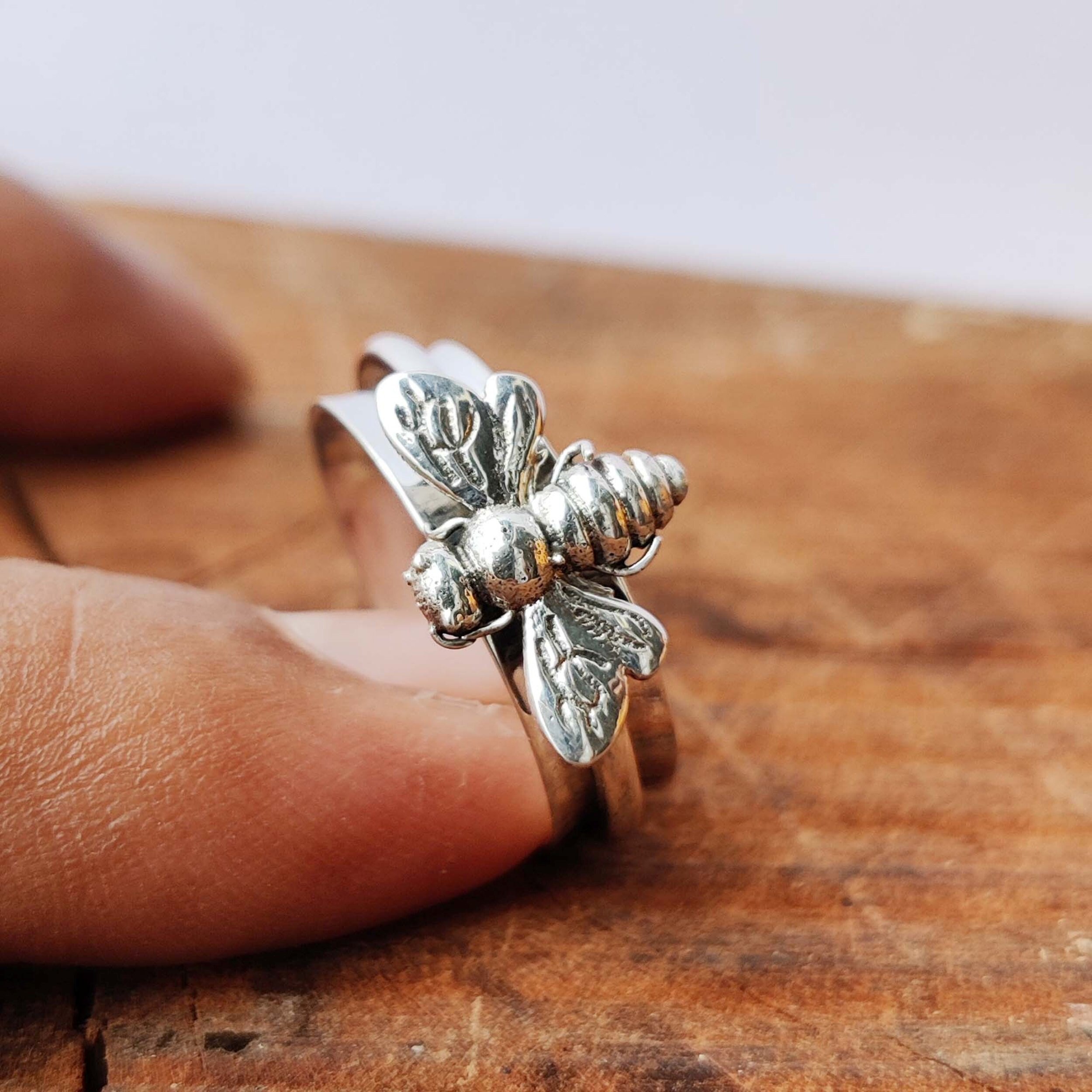 Bee Ring Spinner Ring 925 Silver Ring Meditation Ring Bee | Etsy