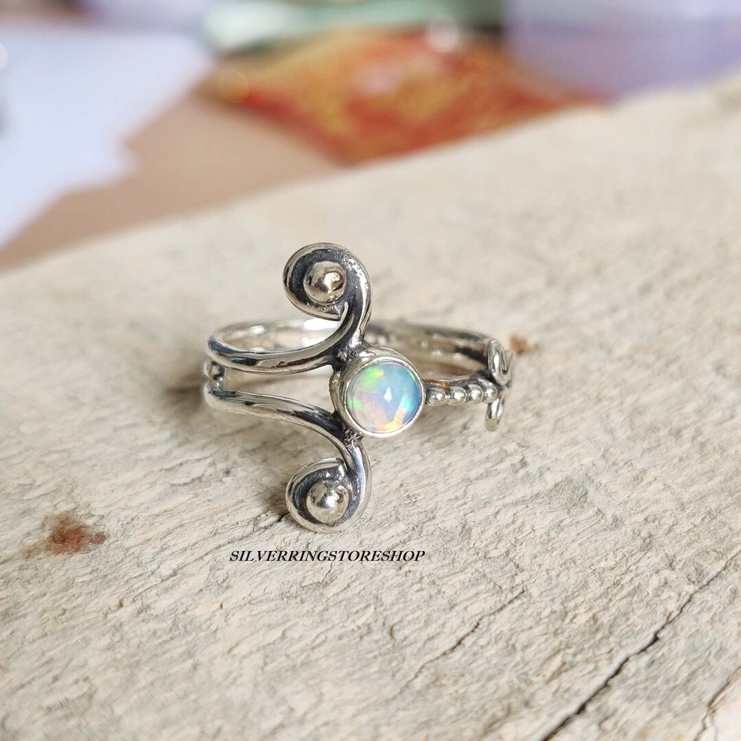 Opal Stone Ring, 925 Sterling Silver Ring, Band Ring, Statement Ring ...
