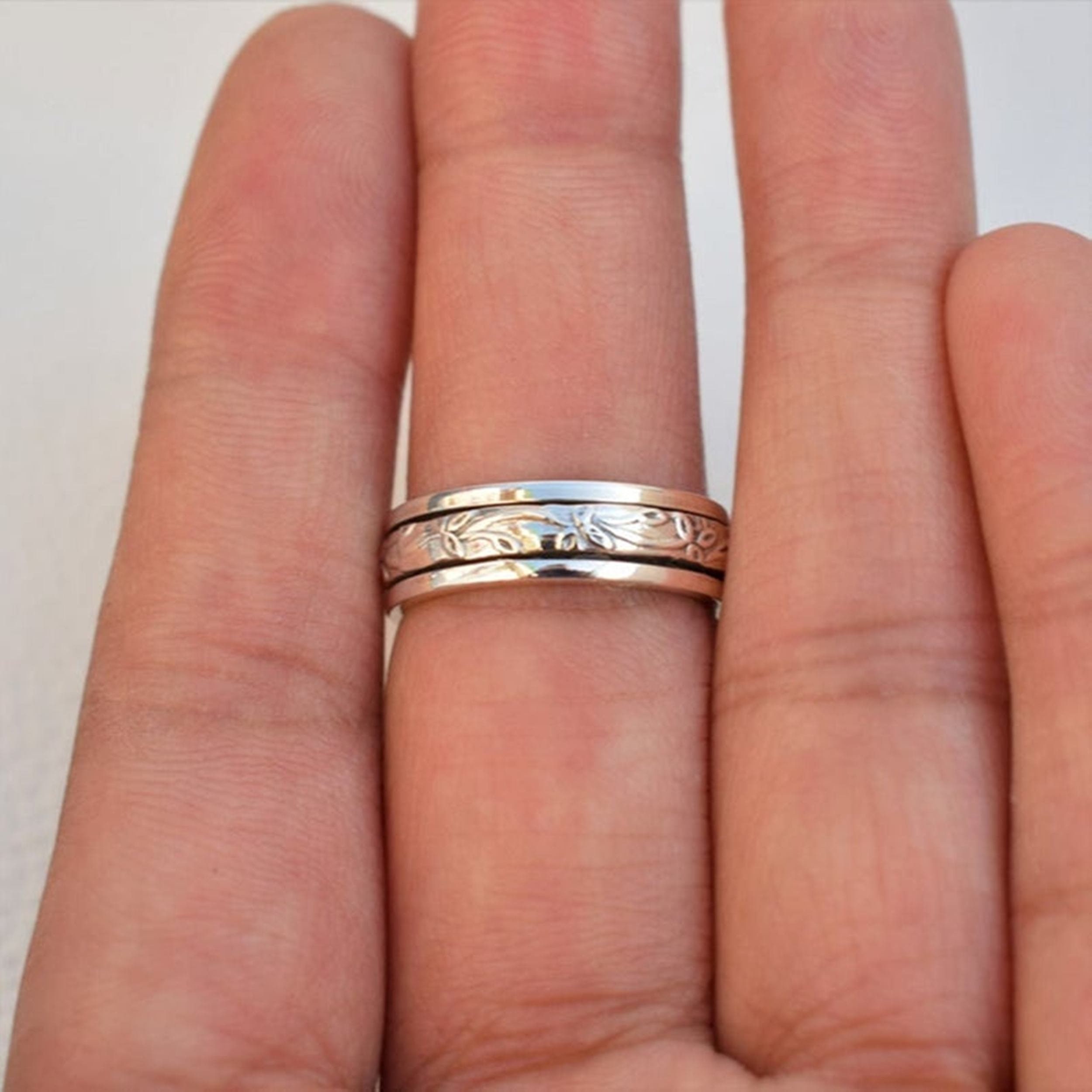 Spinner Ring 925 Sterling Silver Anxiety Ring Fidget Ring | Etsy Spinner Ring 925 Sterling Silver Anxiety Ring Fidget Ring | Etsy