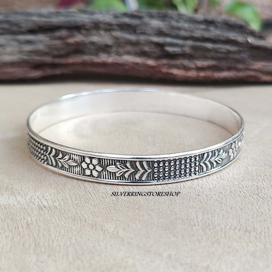 925 Sterling Silver Bangles, Women Bangles, Handmade Bangles, Band ...