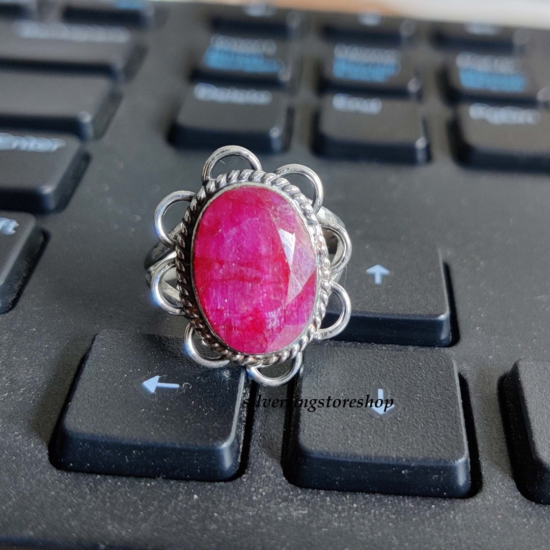 Natural Ruby Ring, 925 Sterling Silver Ring, Handmade Ring, Band Ring ...