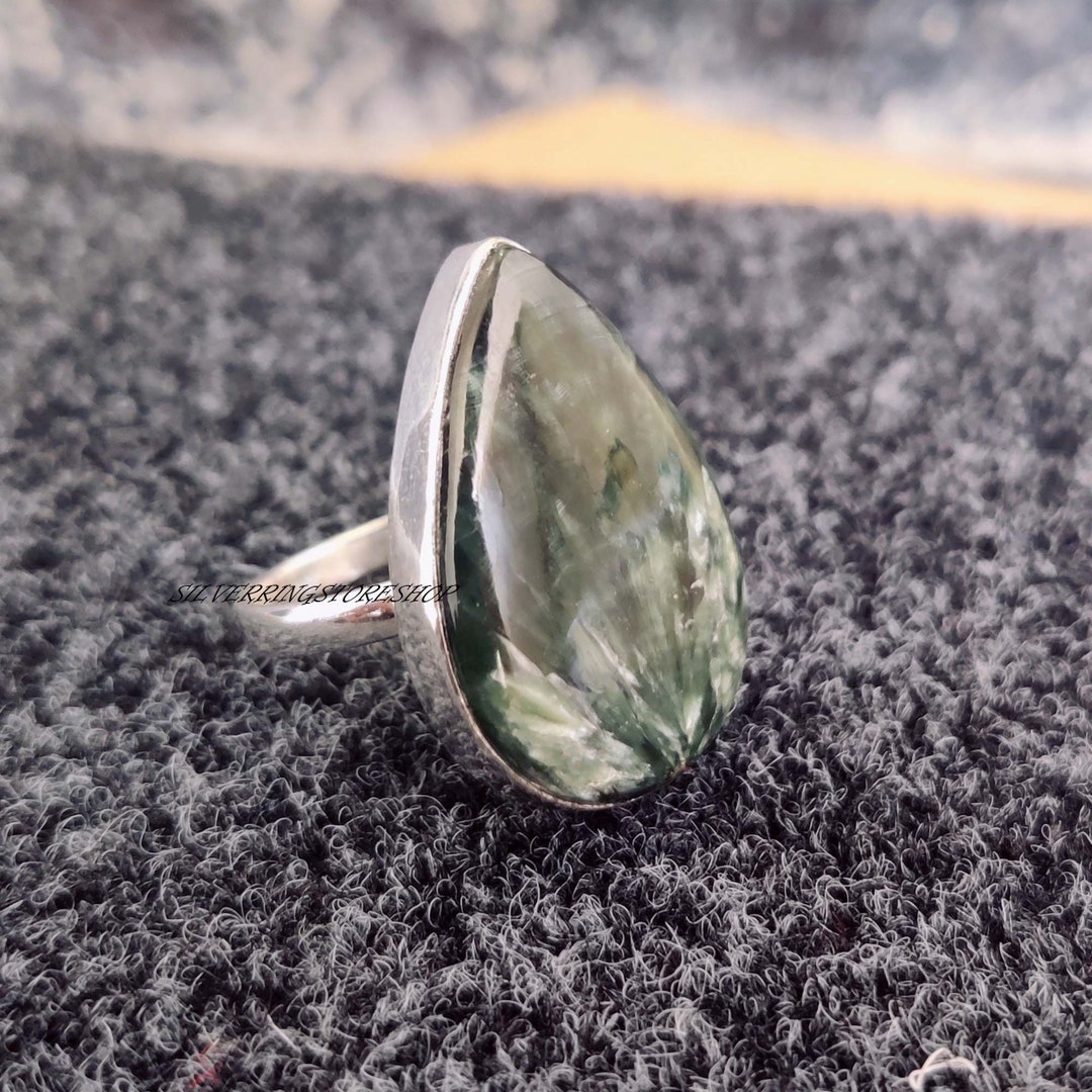 Seraphinite Ring, 925 Silver Ring, Handmade Ring, Women Ring, Boho Ring ...