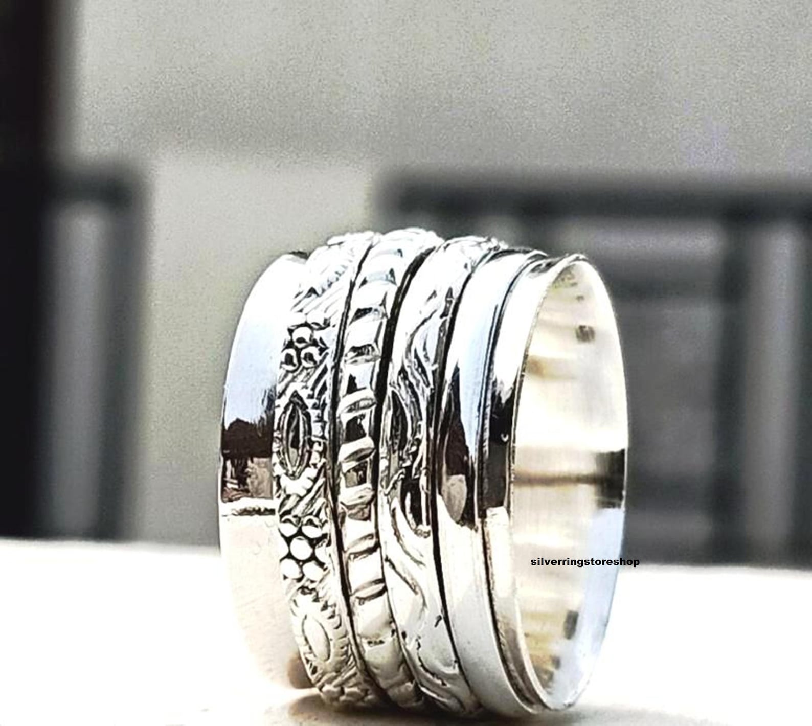 Spinner Ring, 925 Sterling Silver Ring, Multi Spins Ring, Anxiety Ring ...