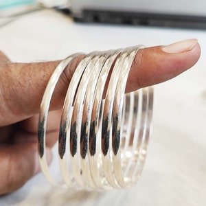 Sterling Silver Bangles, 7 Design Bangles, Bangle Bracelet Set, 925 ...