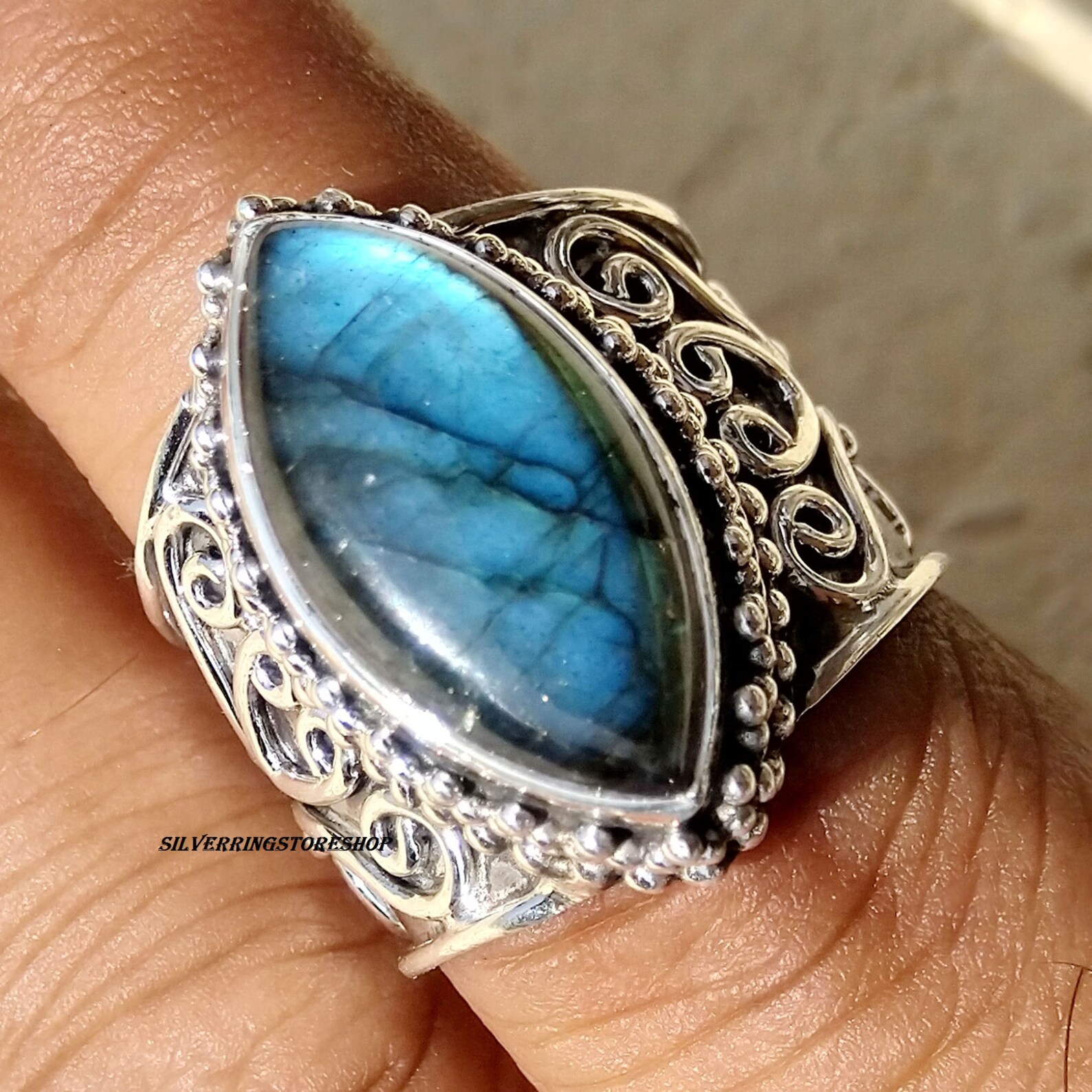 Labradorite Ring 925 Sterling Silver Ring Band Ring - Etsy