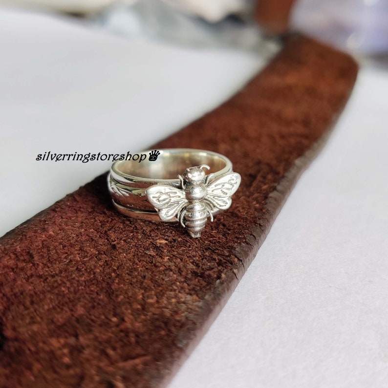 Bee Spinner Ring 925 Sterling Silver Ring Statement Ring - Etsy