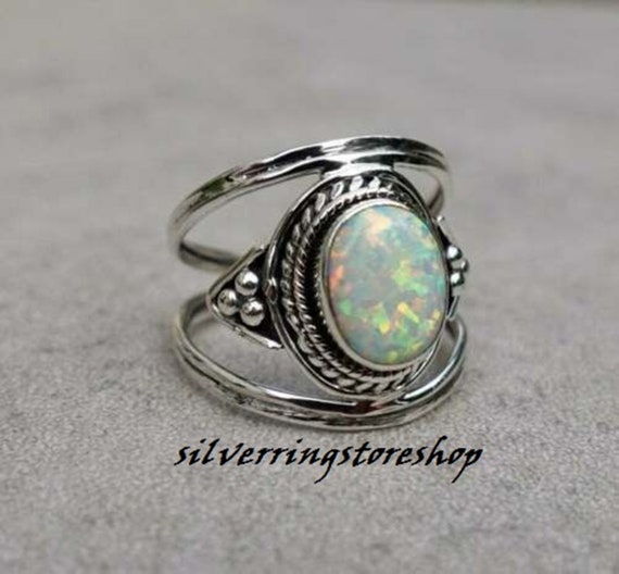 Opal Stone Ring 925 Sterling Silver Ring Fidget Ring Dainty - Etsy