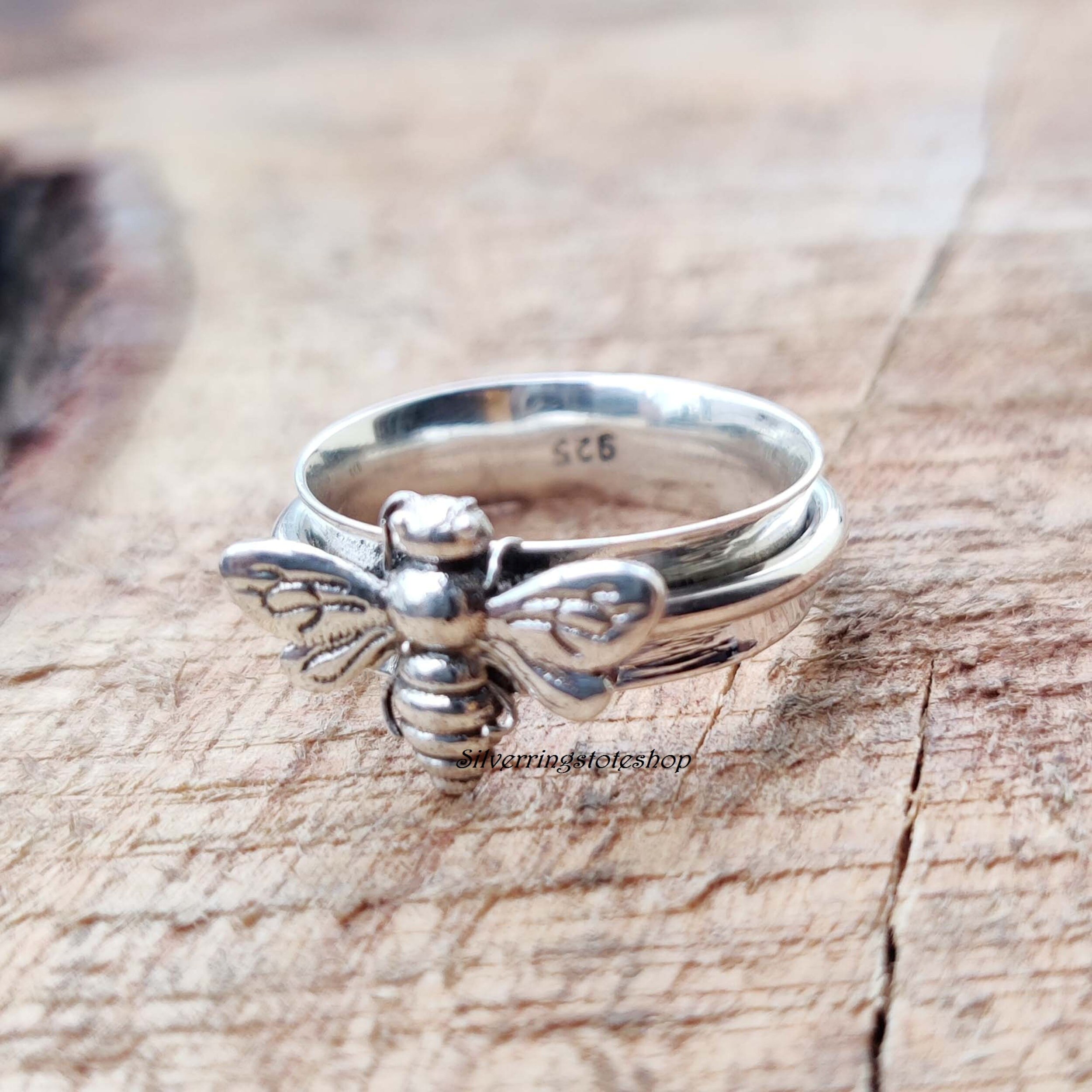 Bee Ring Spinner Ring 925 Silver Ring Meditation Ring Bee | Etsy