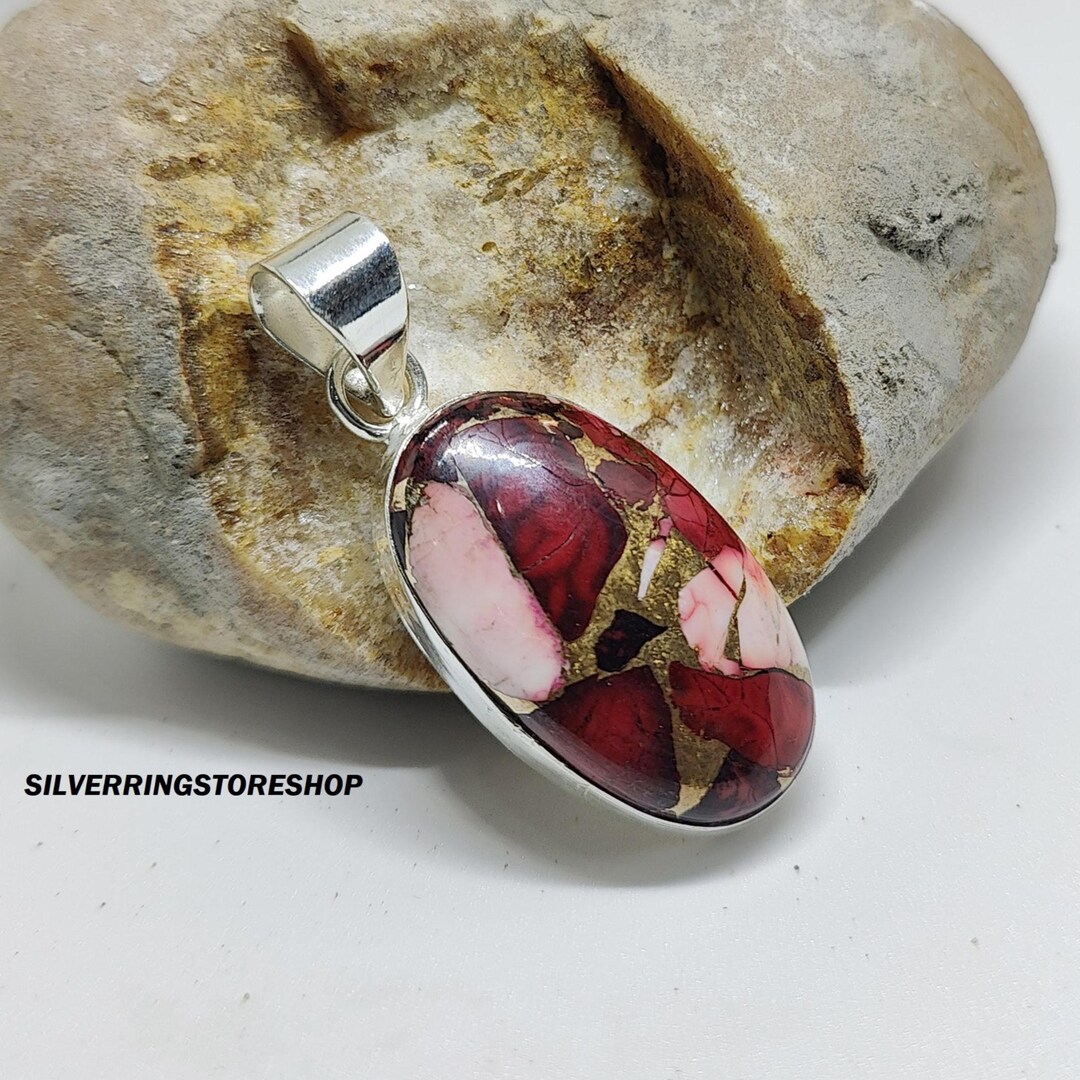 Red Rose Dahlia Mohave Turquoise Pendant, Solid 925 Sterling Silver ...