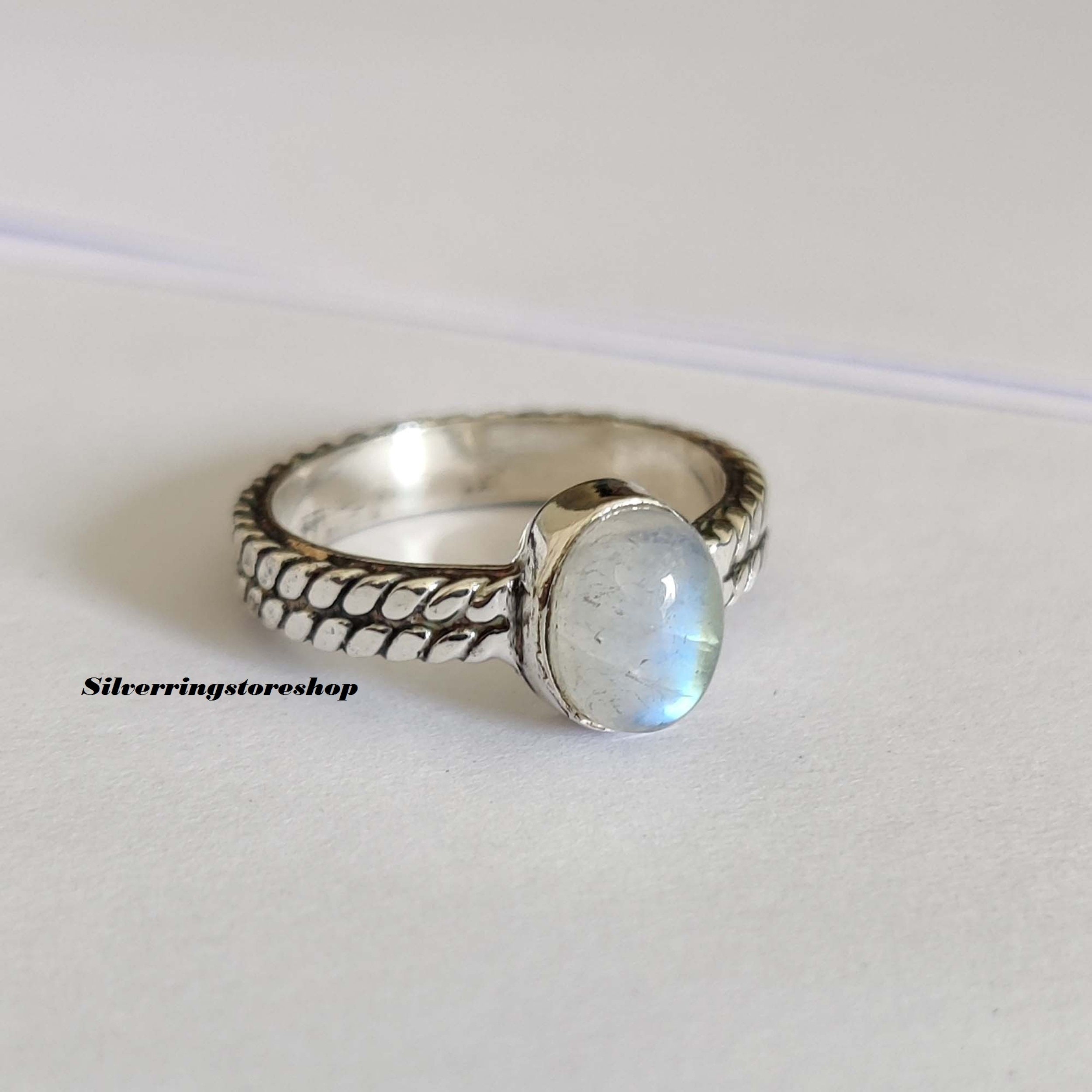 Moonstone Ring 925 Silver Ring Gemstone Ring Band Ring - Etsy UK