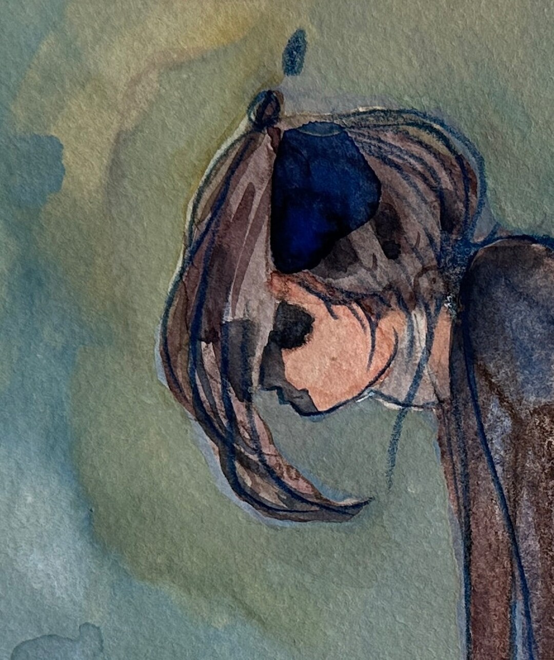 Female Portrait, Grotesque Drawing, Watercolor on Paper, Original Work ...