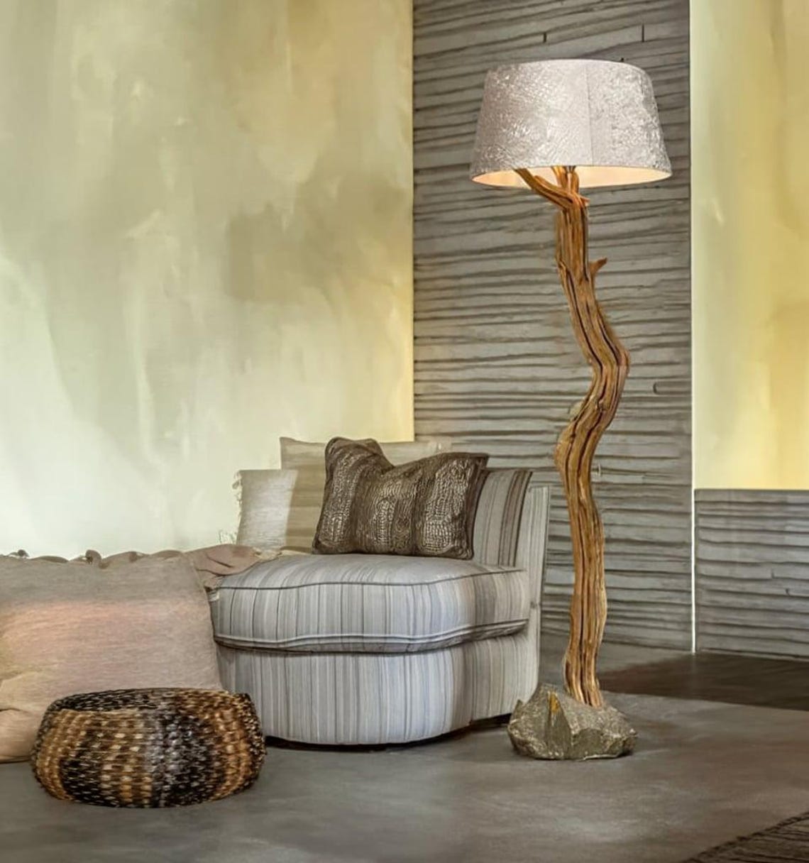 Wood Floor Lamp, Rustic Floor Lamp, Corner Floor Lighting, Vintage Home ...