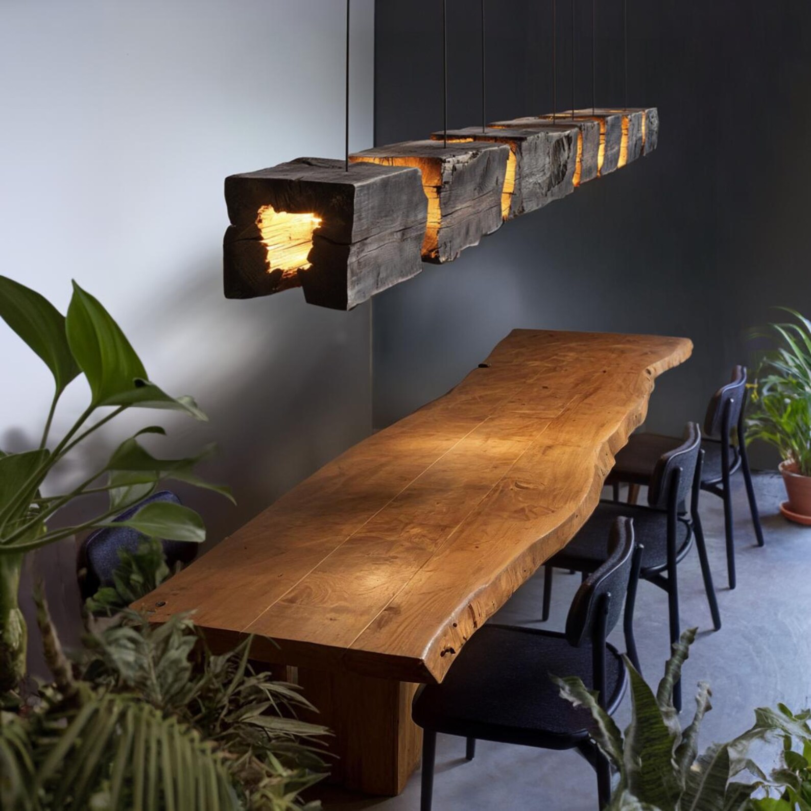 Rustic Solid Wood Pendant Light - Handcrafted Natural Log Lighting for ...