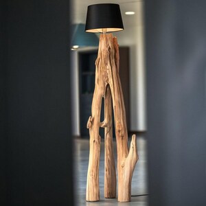 Rustic Farmhouse Tree Trunk Floor Lamp, Corner Floor Lighting, Modern ...
