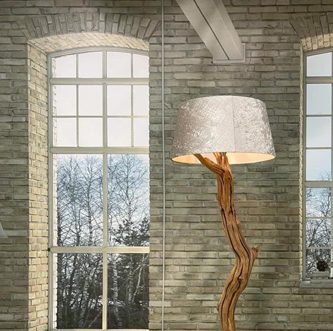 Wood Floor Lamp, Rustic Floor Lamp, Corner Floor Lighting, Vintage Home ...