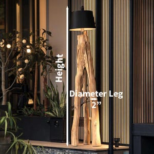 Rustic Farmhouse Tree Trunk Floor Lamp, Corner Floor Lighting, Modern ...