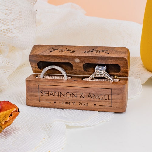 Double Ring Box Wood Ring Box for Wedding Ceremony Ring | Etsy