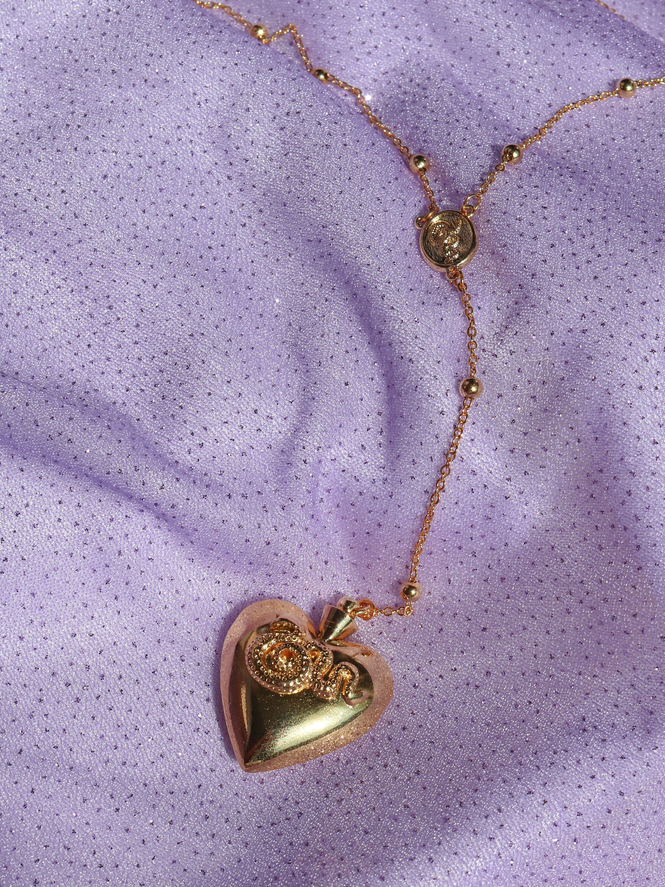 Ldr Style Heart Necklace Rosary Emerald Heart Necklace Etsy