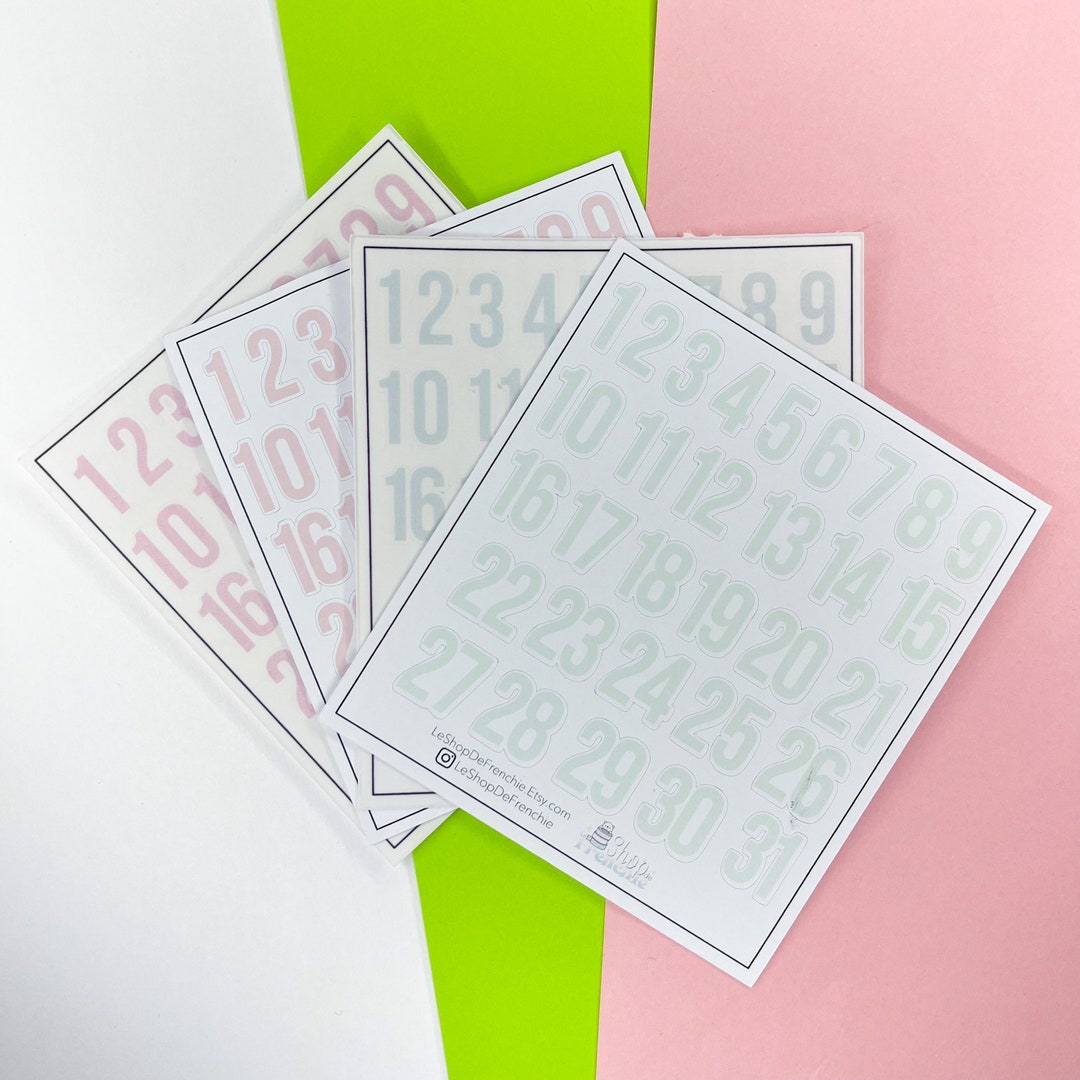 Sheet of Number Stickers for Decorating Notebooks Planners - Etsy