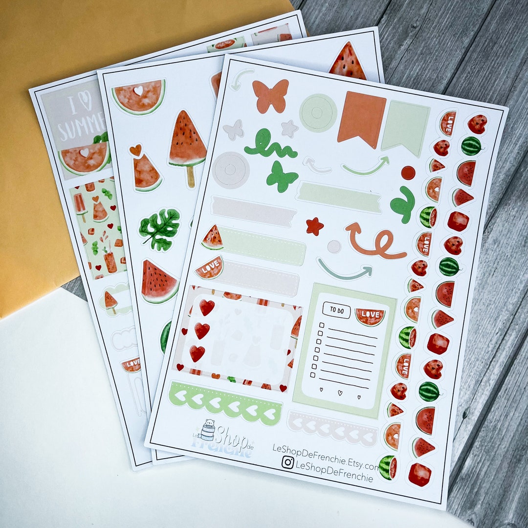 Monthly Set of 3 Sheets of Stickers on the Theme of Watermelons for ...