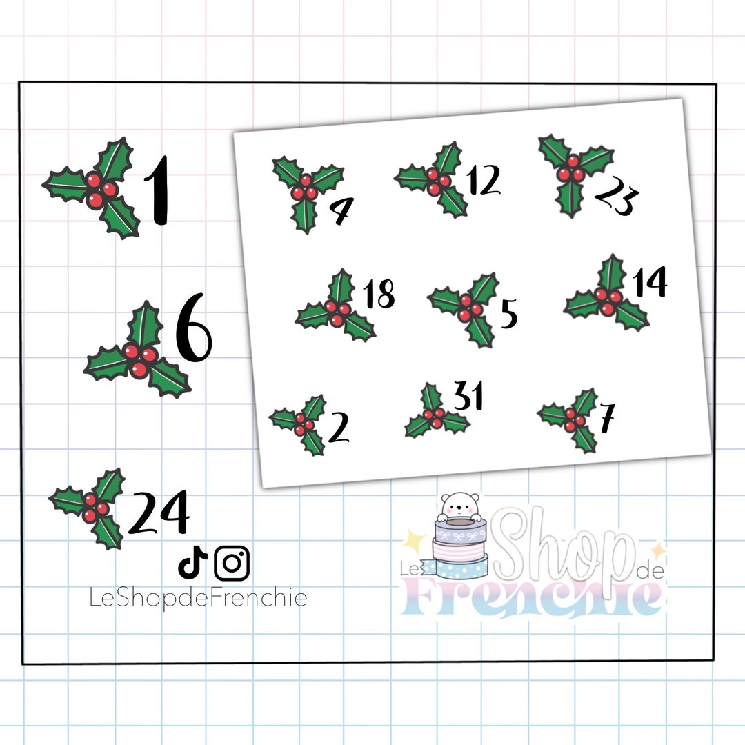 Sticker Board Holly Sheet Number for Bullet Journal & Notebook - Etsy