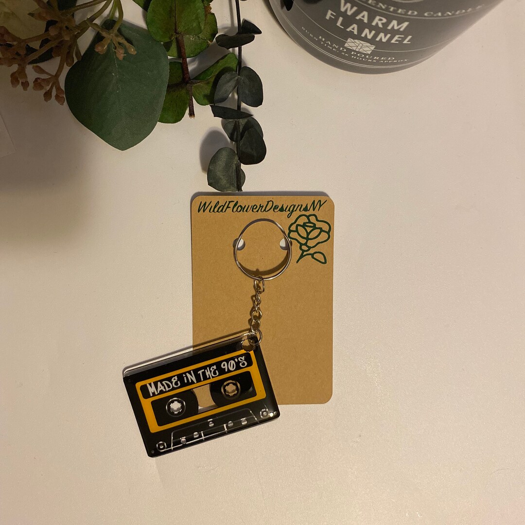 Cassette Tape Keychain, Made in the 90s 80s Key Ring, Nineties Eighties ...