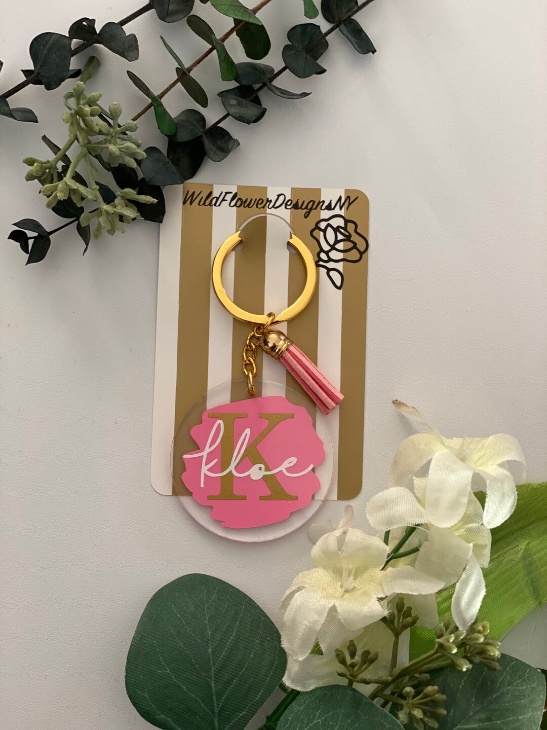 Brush Stroke Keychain, Custom Monogram Keyring, Personalized Key Tag - Etsy