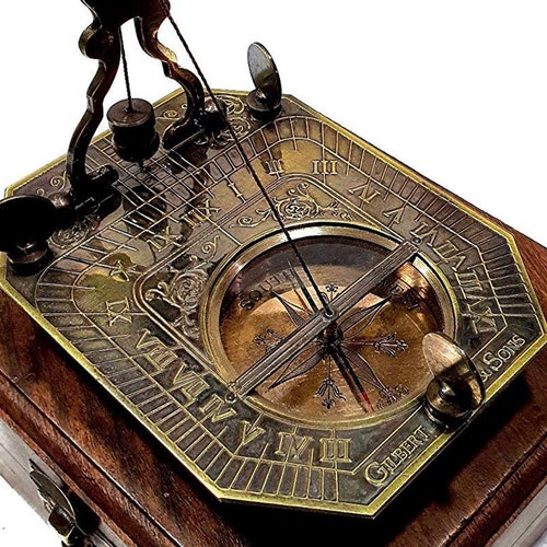 Antique Nautical Sundial Pendulum Compass Engrave Gilbert & - Etsy