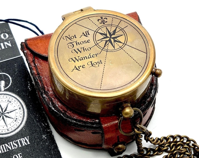 Nautical Compass With Case Vintage Compass, Brass Compass Engraved ...