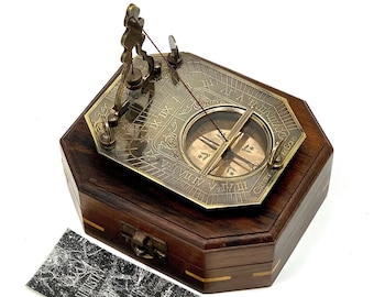 Antique Nautical Sundial Pendulum Compass Engrave Gilbert & | Etsy